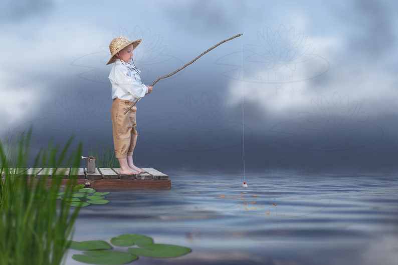 Fishing off the Dock Digital Backdrop for Composite | Etsy