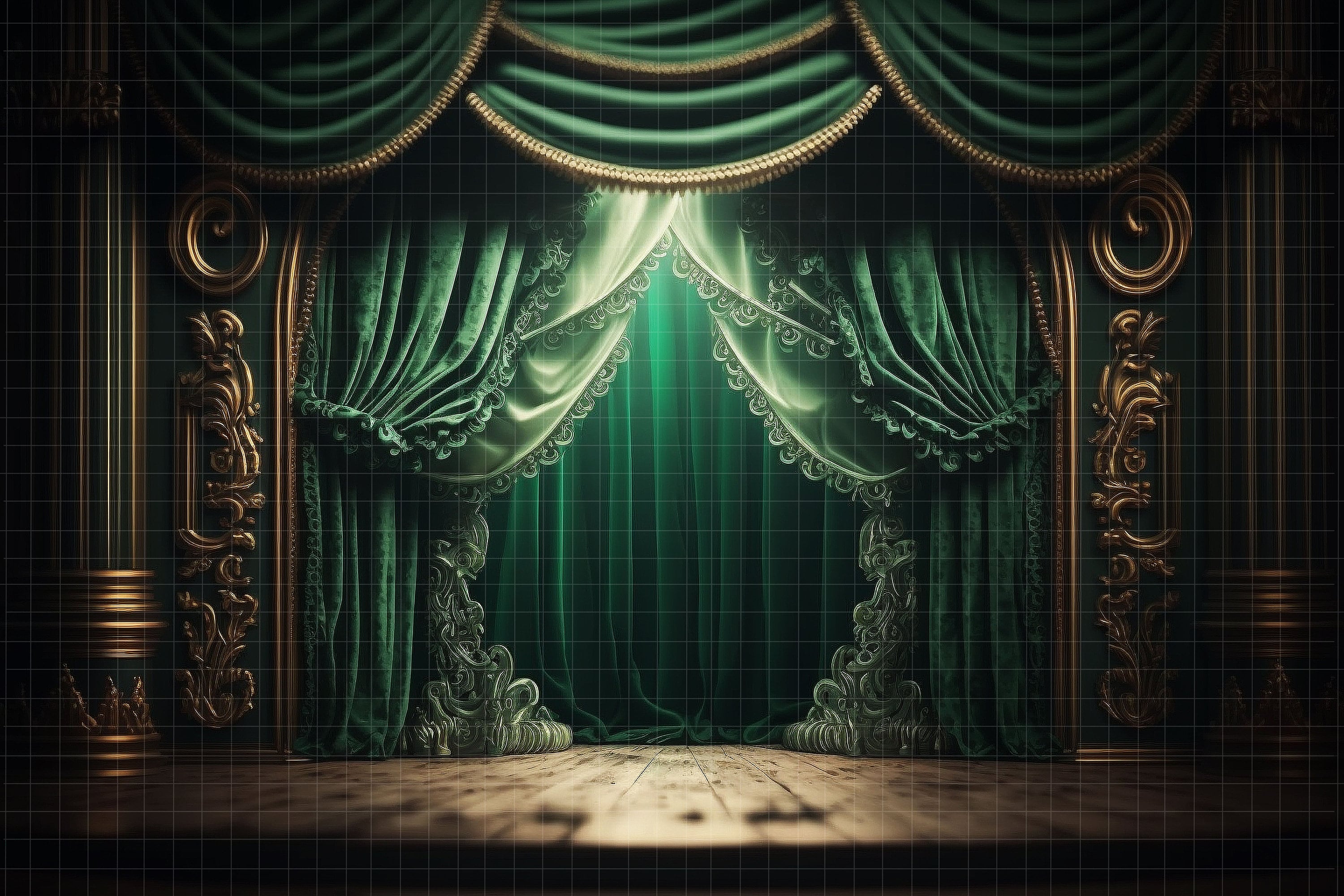 Green Stage Curtains
