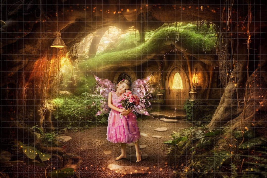 Fairy Backdrop, Woodsy Fairy Home Digital Backdrop for Composite ...
