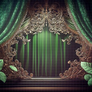 6 Pack - Green Fancy Theater Stage Backdrops for Composite Photography ...