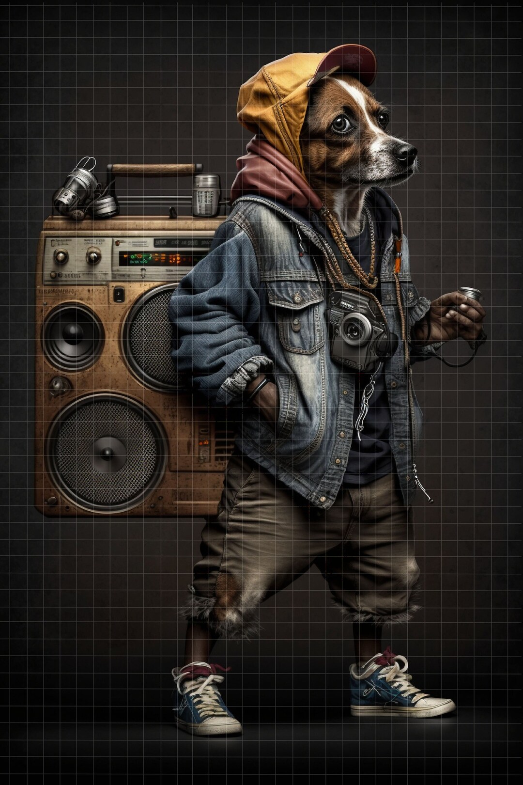 Boom Box Doggy Digital Backdrop for Composite Photography, Dog Portrait ...