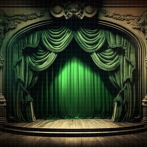 6 Pack - Green Fancy Theater Stage Backdrops for Composite Photography ...