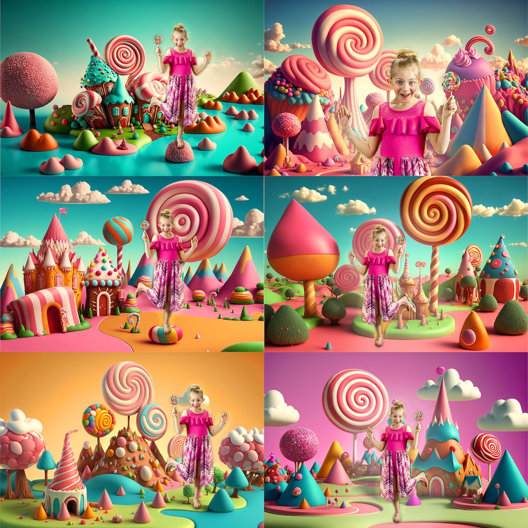 6 Pack - Candy World Digital Backdrop for Composite Photography ...