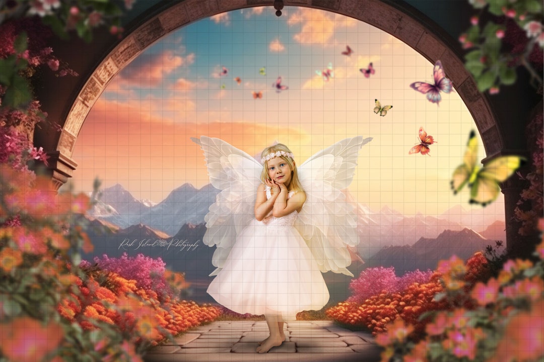 Floral Mountain Archway Digital Backdrop for Composite Photography With ...