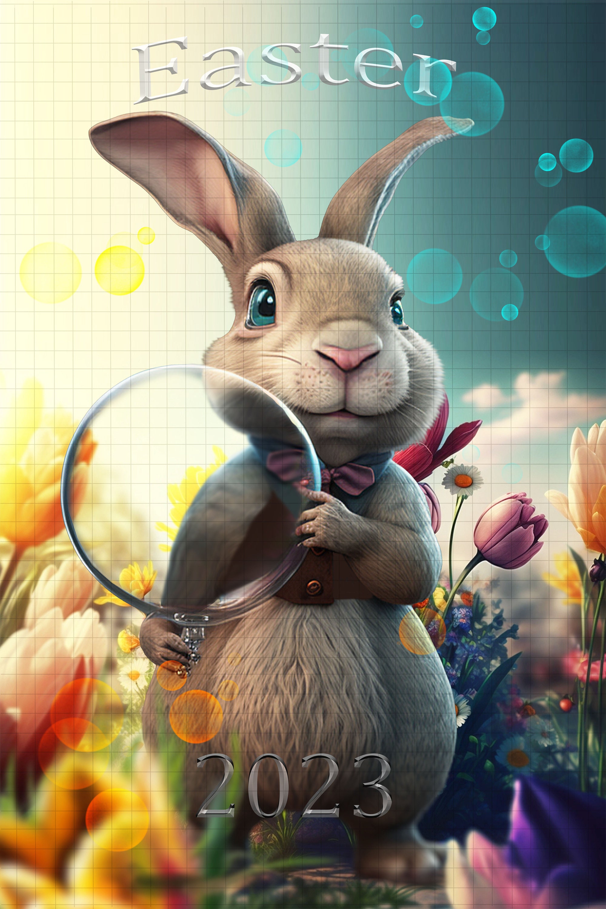 Easter Bunny Holding a Globe Digital Backdrop for Composite - Etsy