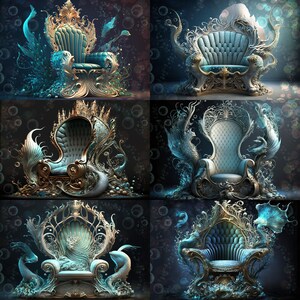 6 Pack - Mermaid Thrones Digital Backdrops for Composite Photography ...