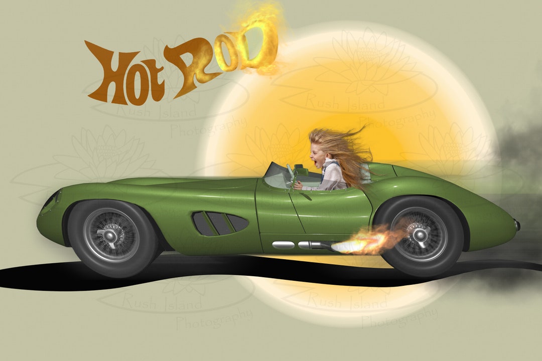 Hot Rod Car Digital Backdrop for Composite Photography Green, Car ...