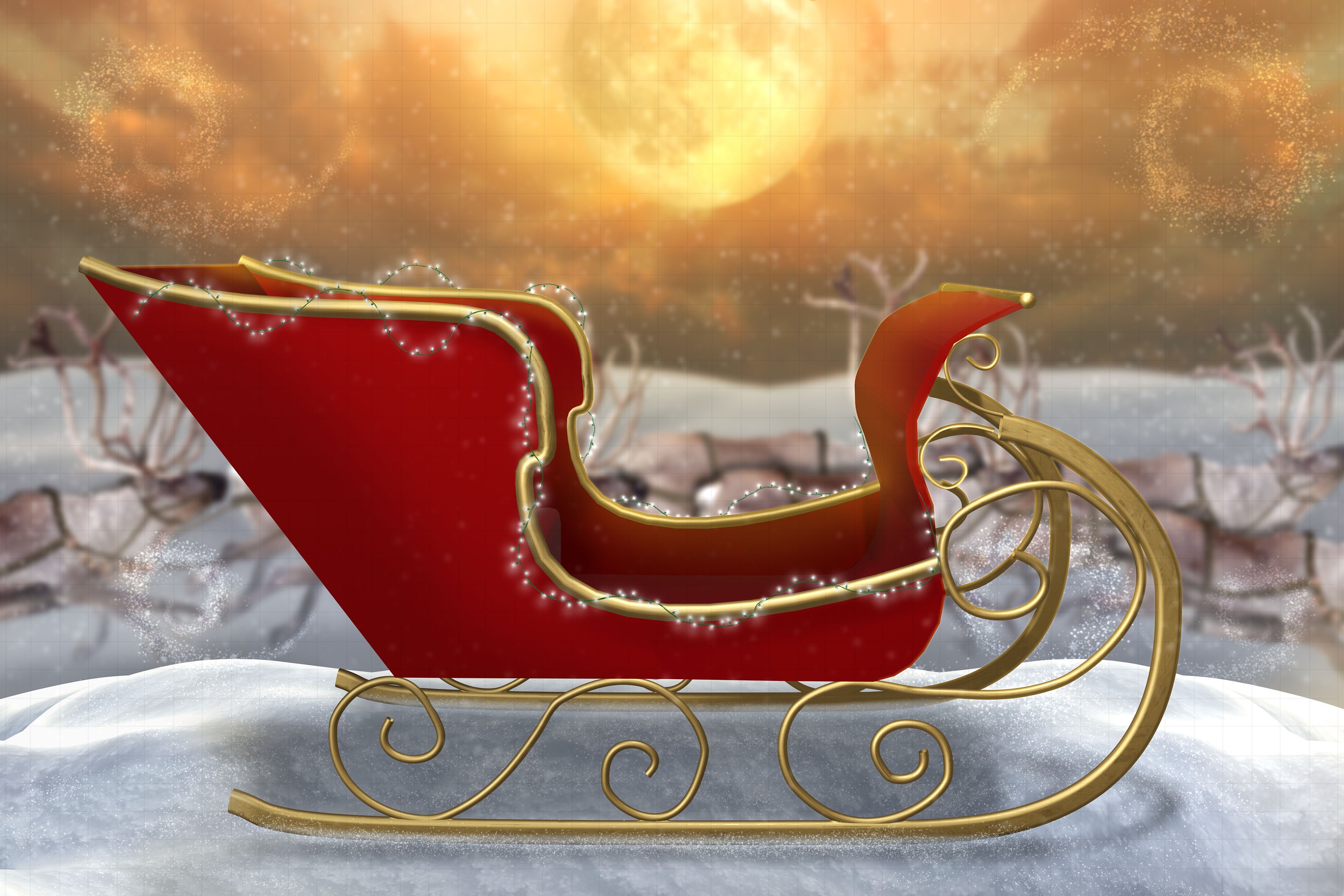Santas Sleigh Awaits Digital Backdrop for Composite - Etsy