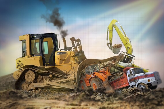 Digital Prints Prints Art & Collectibles Trackhoe Backdrop Heavy ...