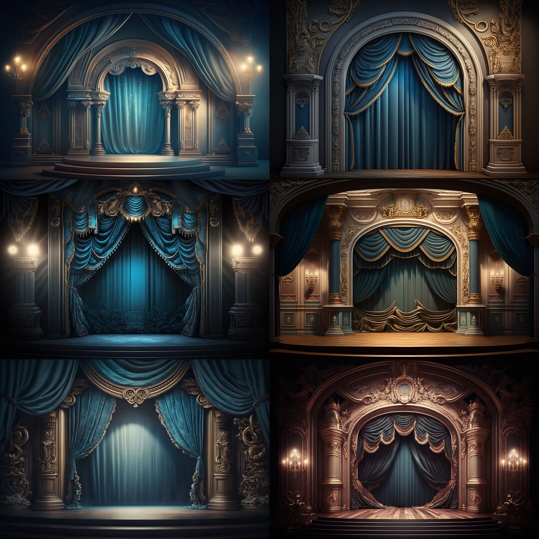 6 Pack -blue Fancy Theater Stage Backdrops for Composite Photography - Etsy