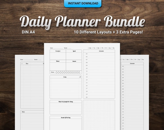 Printable Daily Planner Bundle 10 Different Layouts | Etsy