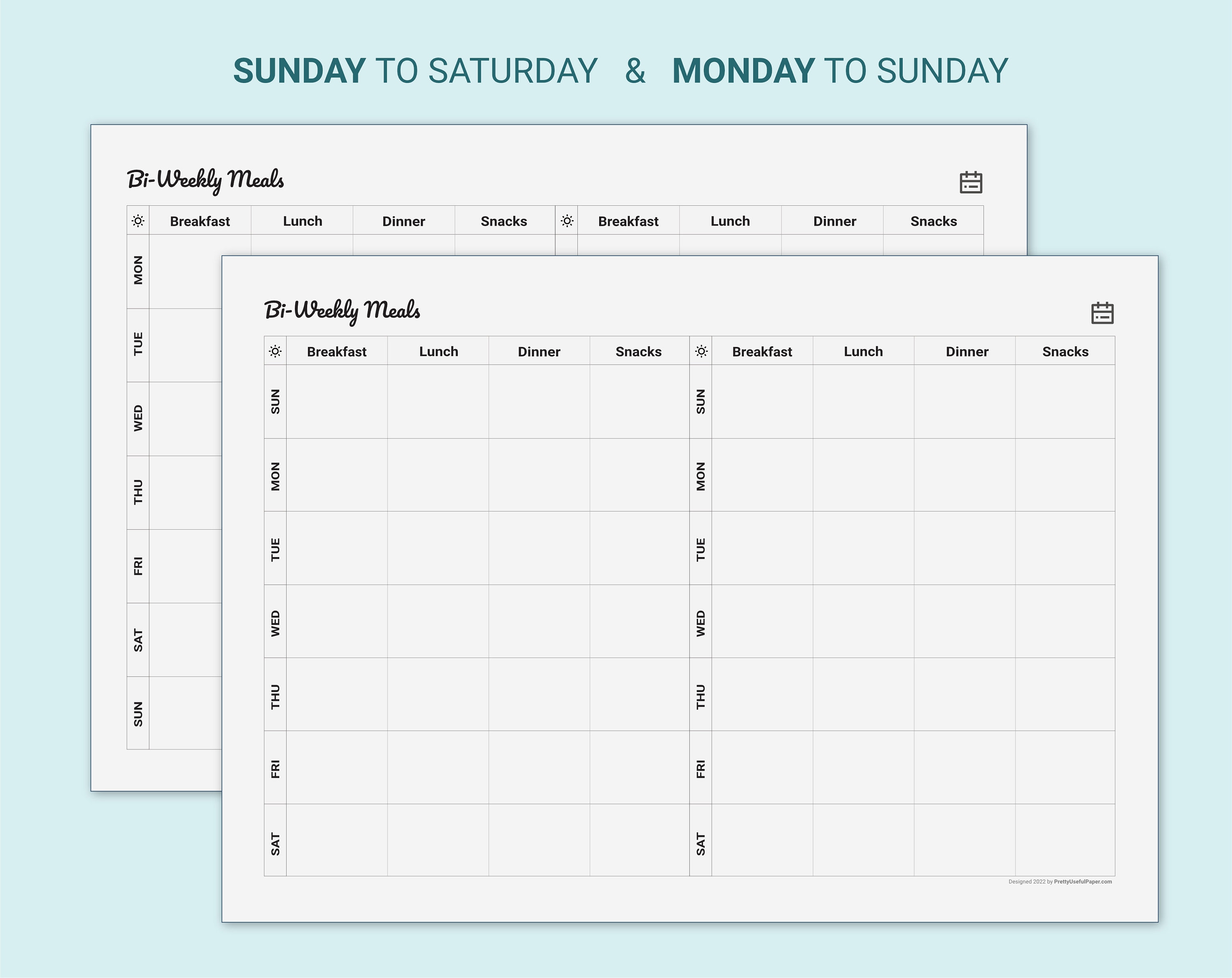 Bi-weekly Meal Planner Printable | Fillable PDF Files | A4, Letter - Etsy