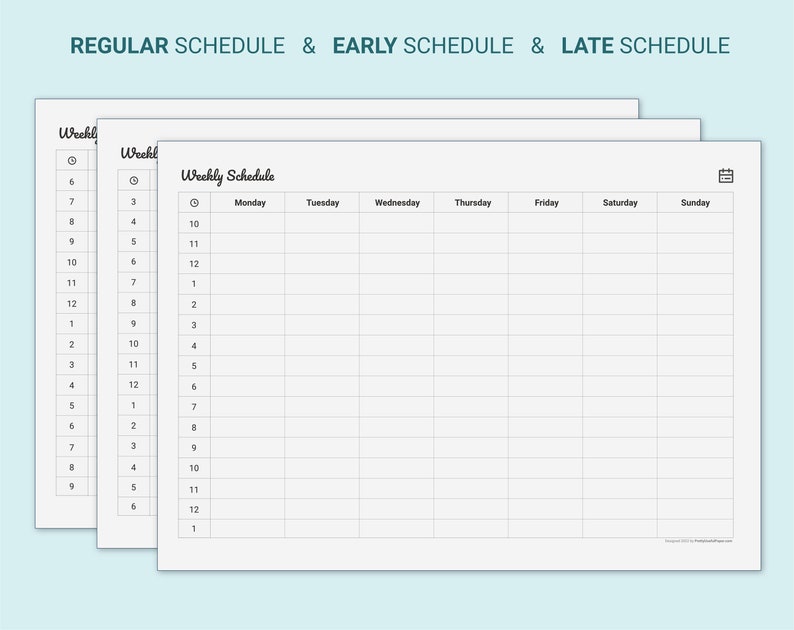 Printable Weekly Schedule Fillable PDF Files A3, A4, Letter Monday ...