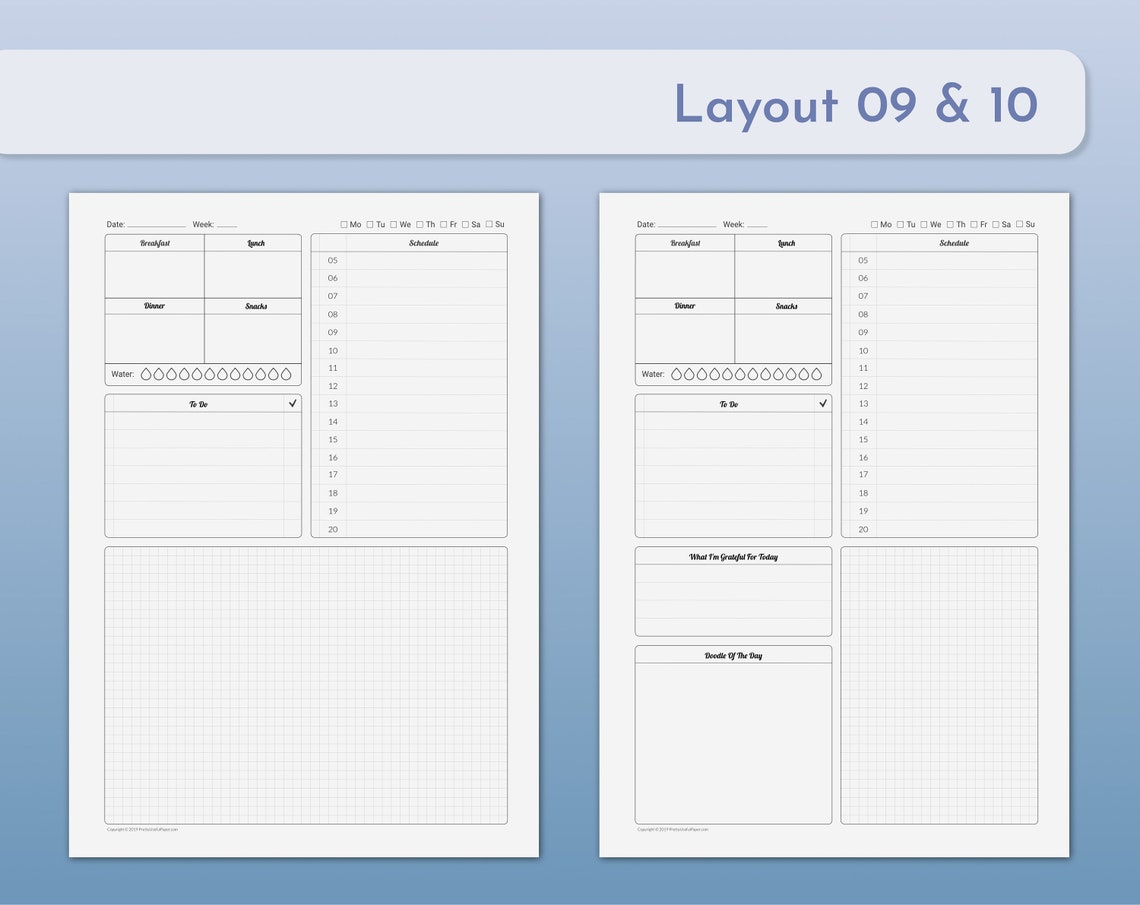 Printable Daily Planner Bundle, 10 Different Layouts, Schedule, Meal ...