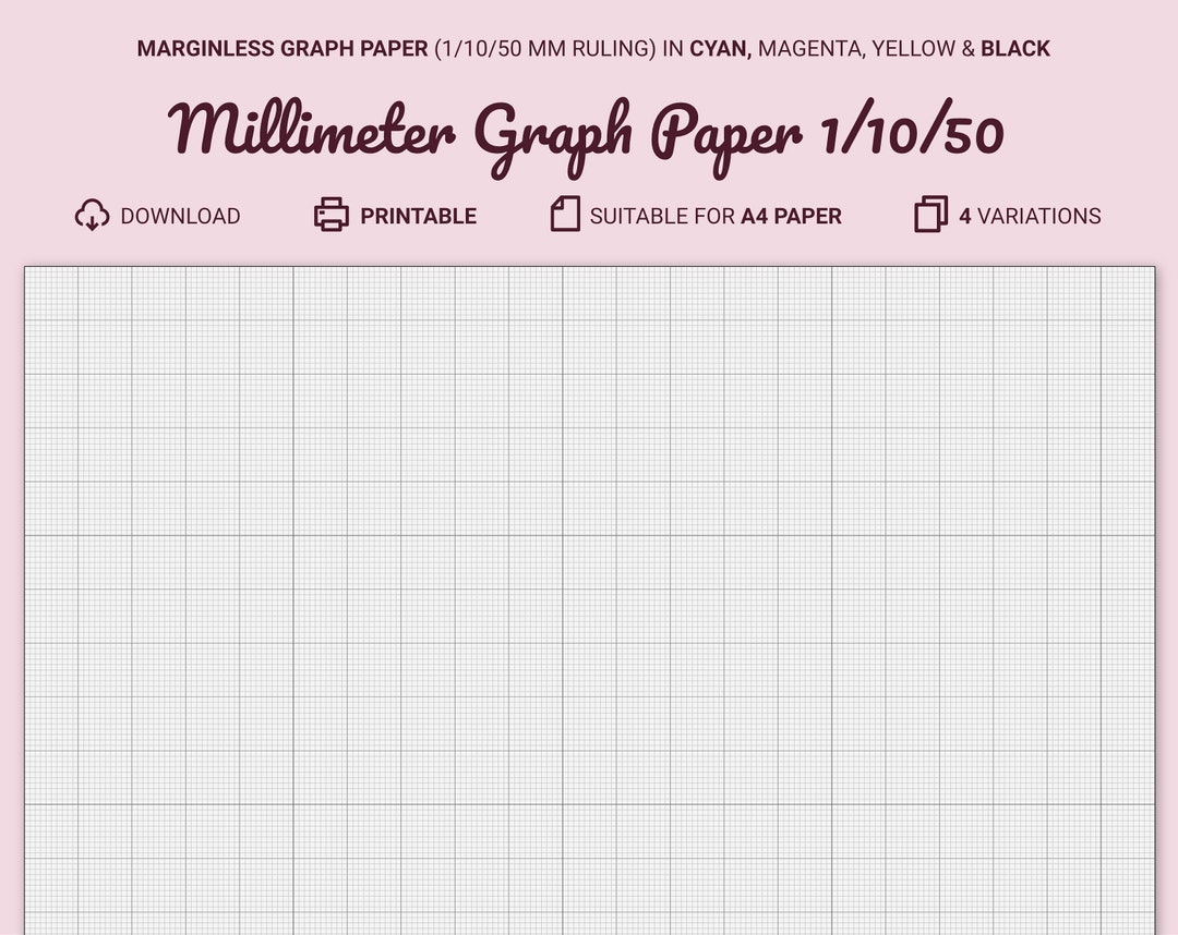 Millimeter Graph Paper Printable, Marginless A4, Guides at 1/10/50 Mm ...
