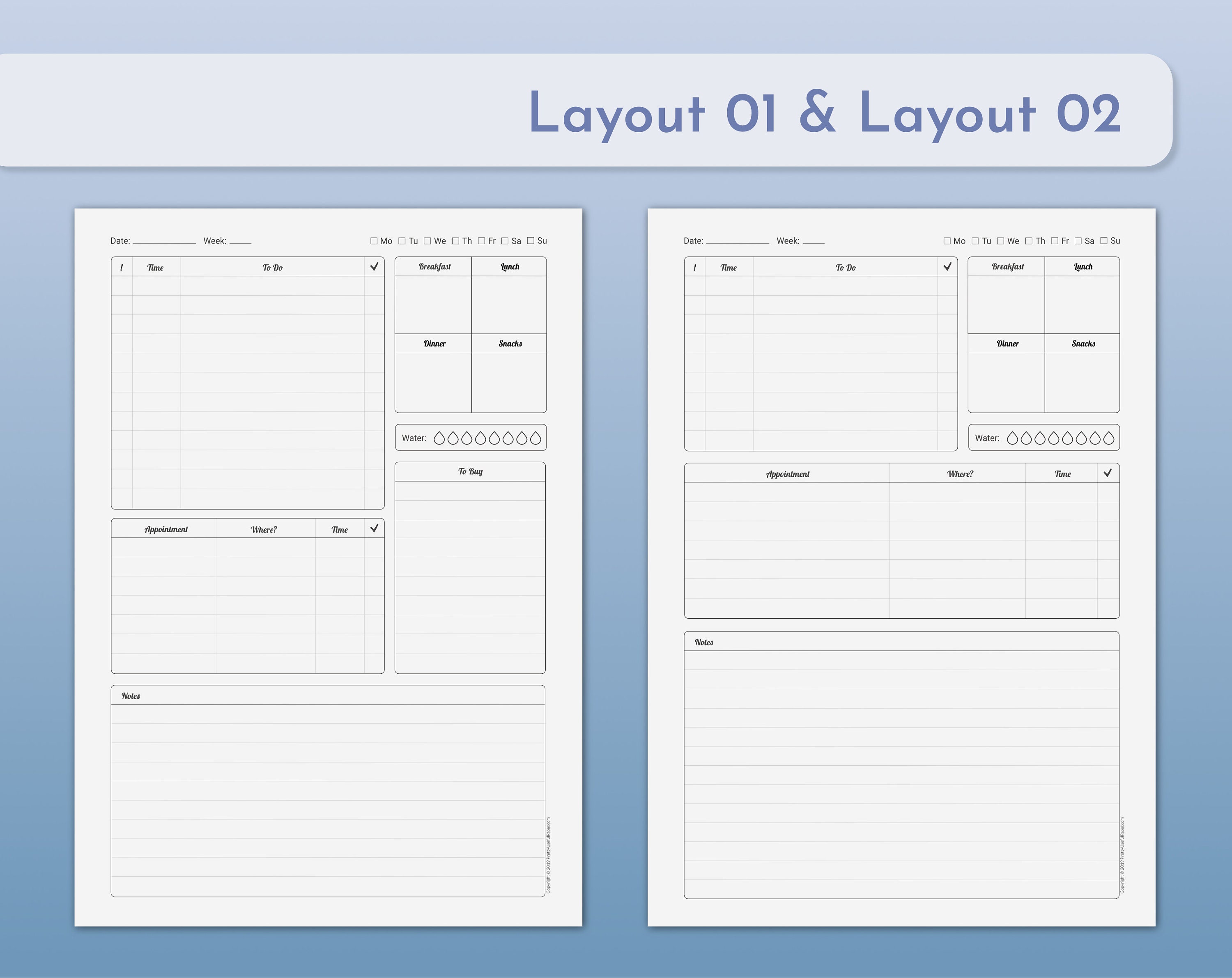 Printable Daily Planner Bundle, 10 Different Layouts, Schedule, Meal ...