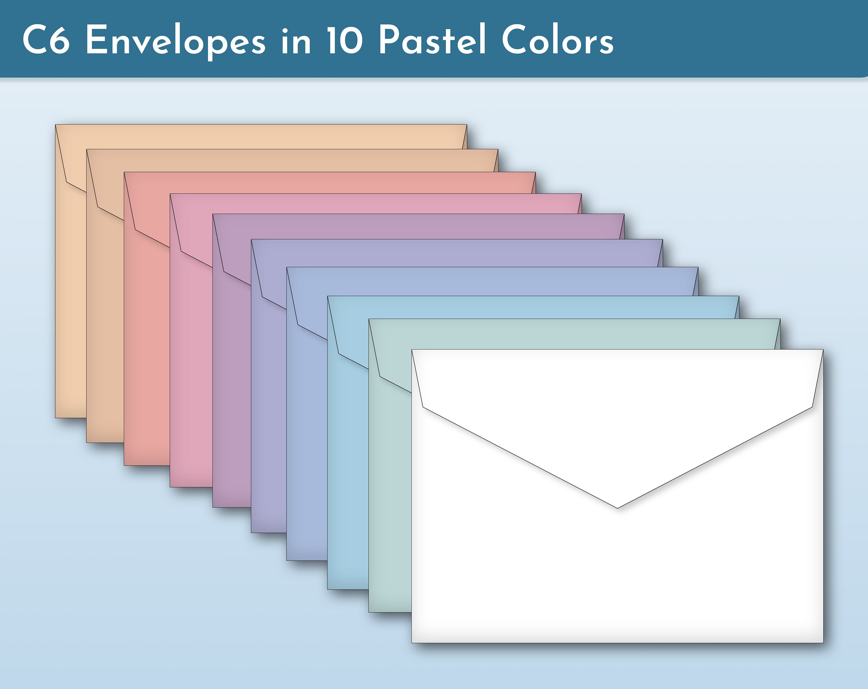 Printable Pastel Envelopes Set | C6 & B6 on A4 Paper | 10 Pastel Colors ...