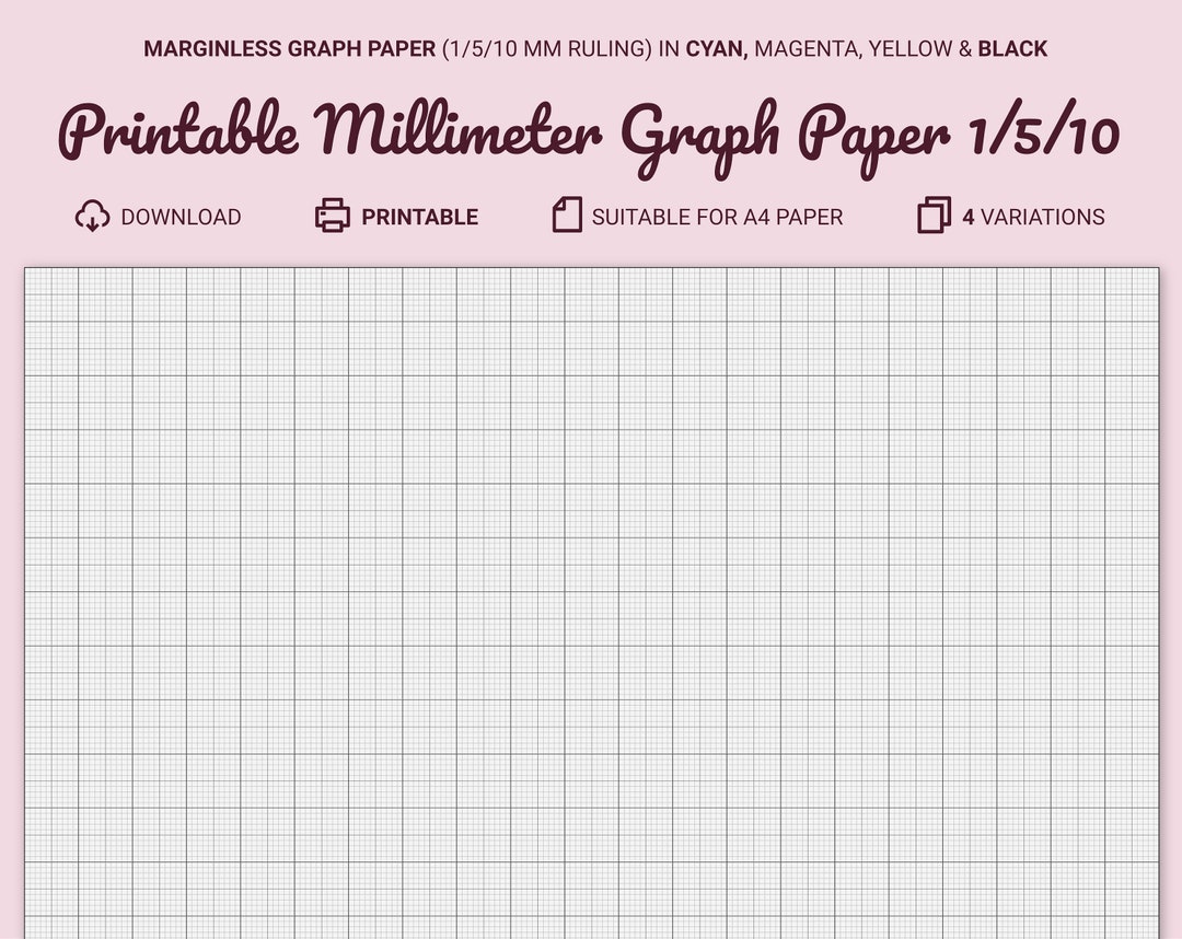 Millimeter Graph Paper Printable, Marginless A4, Guides at 1/5/10 Mm ...