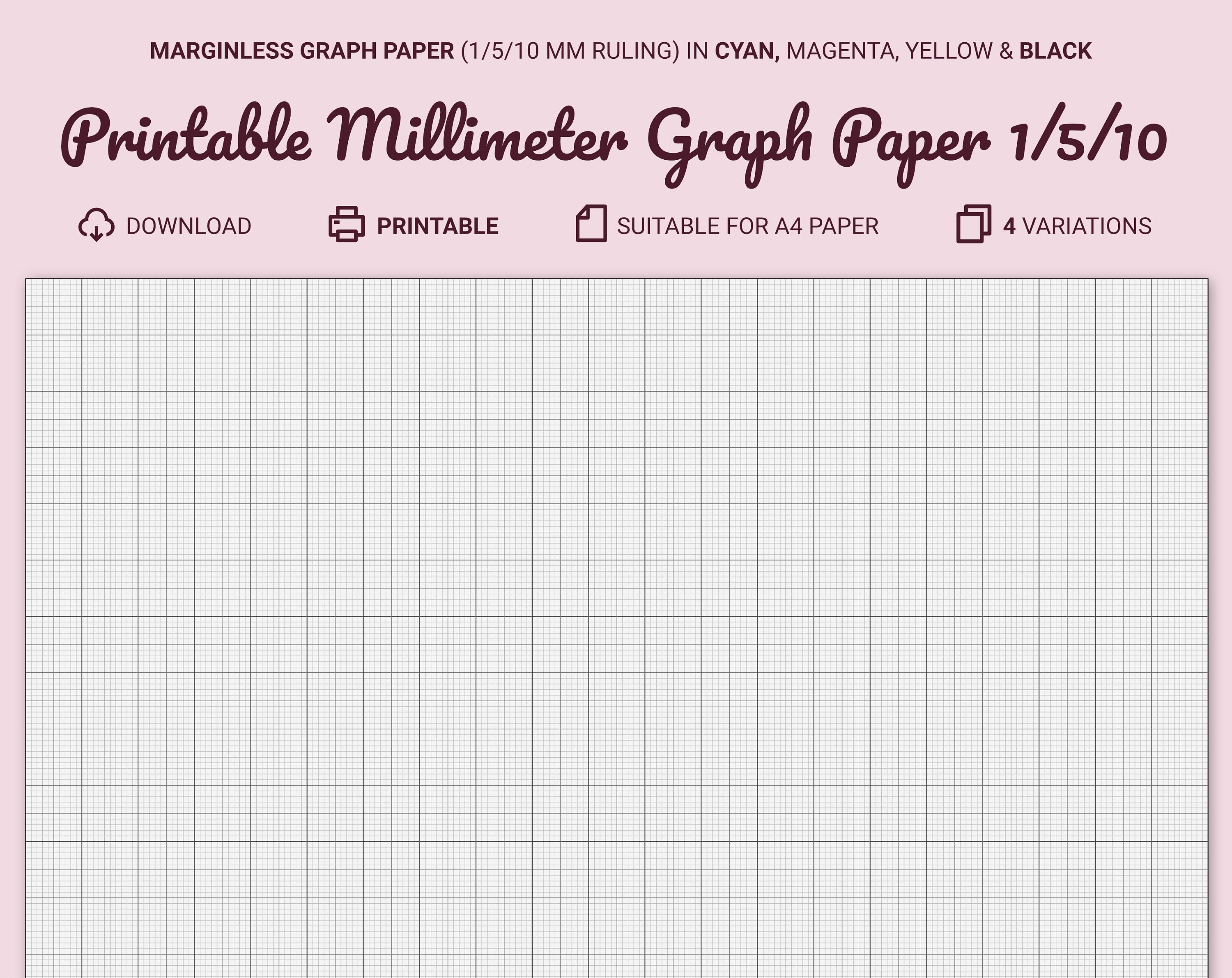 Millimeter Graph Paper Printable, Marginless A4, Guides at 1/5/10 Mm ...