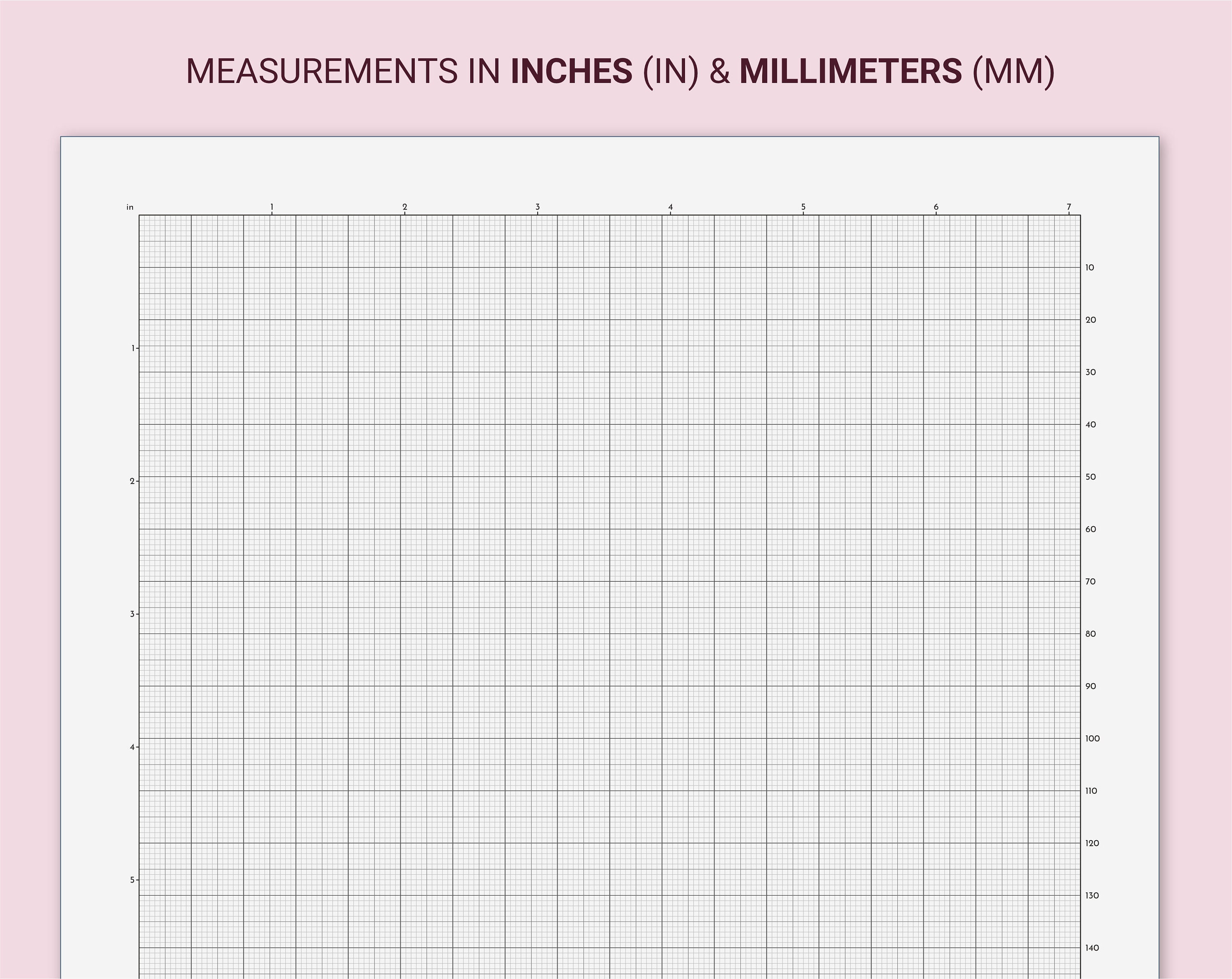 Measured Graph Paper, Millimeters/centimeters/inches, Printable A4, 10 ...