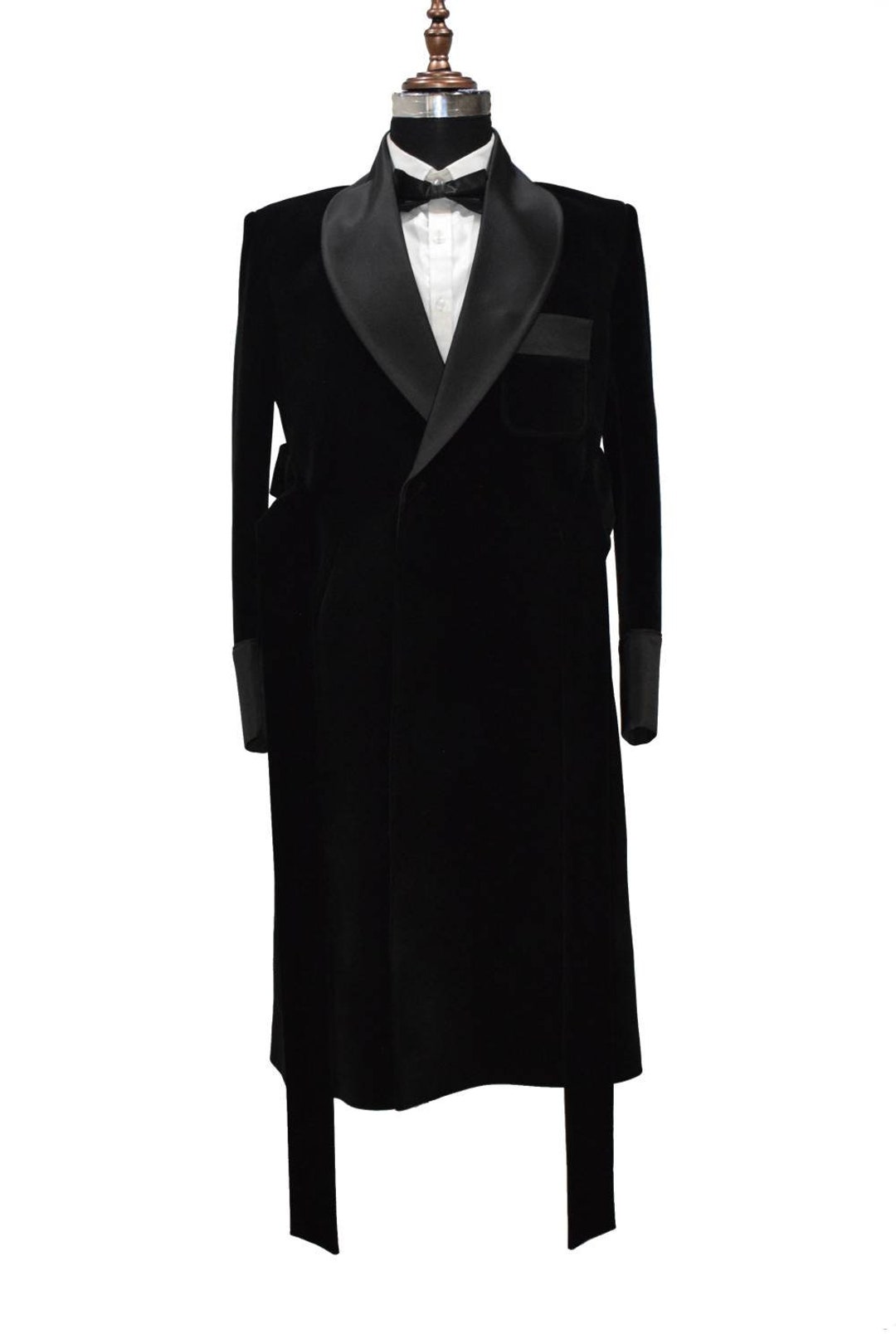 Men Black Smoking Gowns Robe Belted Dinner Party Wear Long Coats - Etsy