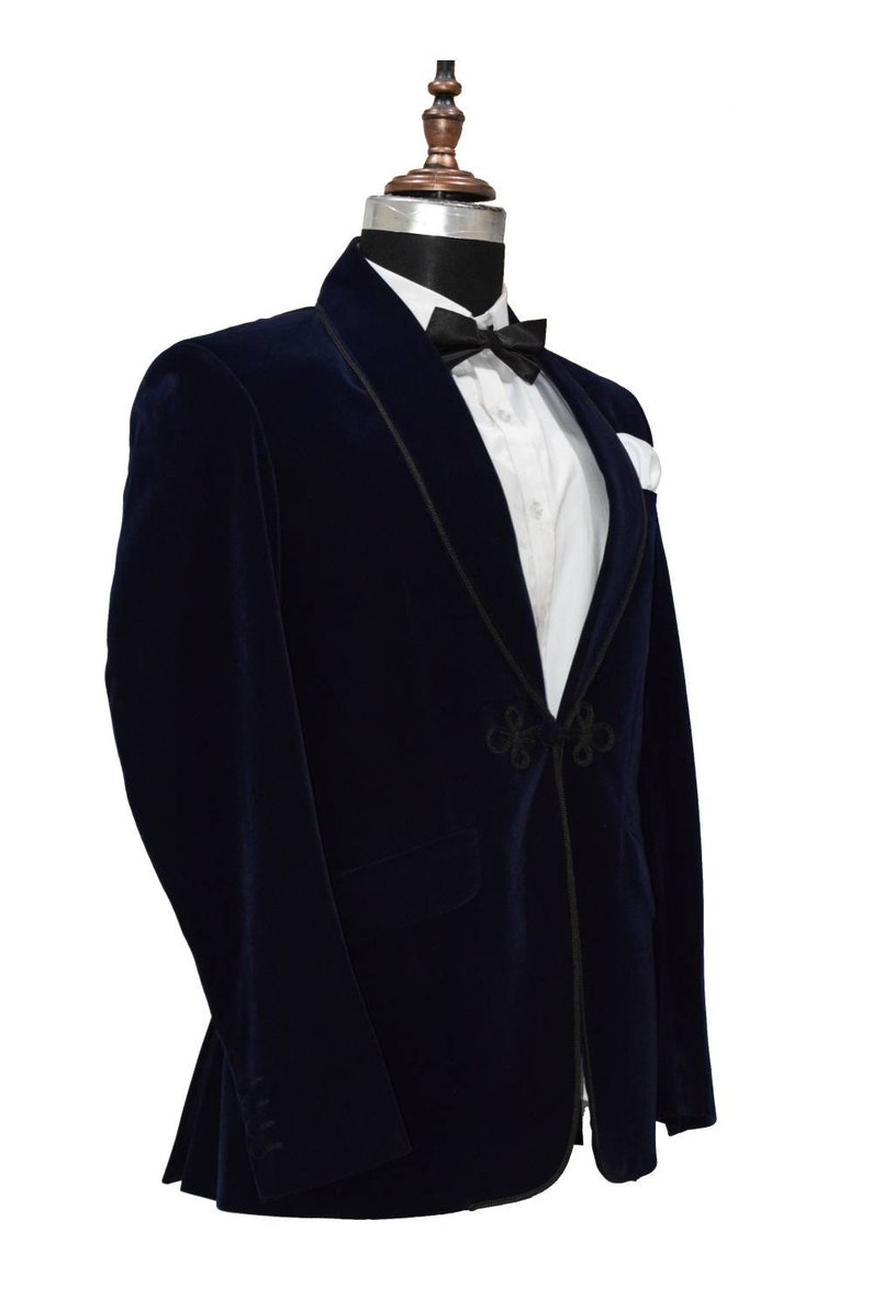 Men Navy Blue Smoking Jackets Velvet Dinner Party Wear Coats Blazers - Etsy