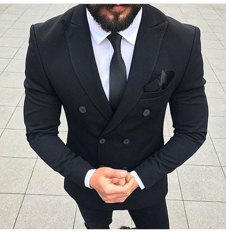 Man Black Suits Wedding Tuxedo Dinner Prom Party Wear Suits ( Coat ...