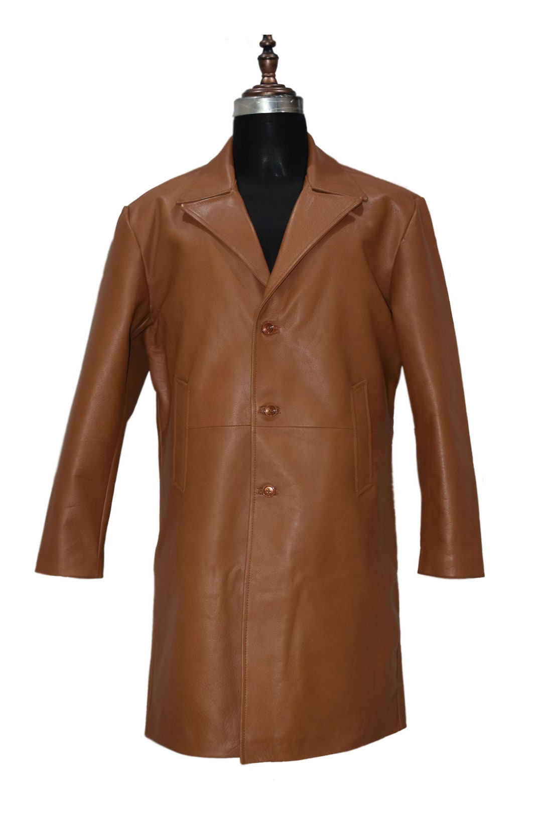 Buy Men Vintage Tan Brown Real Cow Hide Leather Long Coat Jacket Online ...