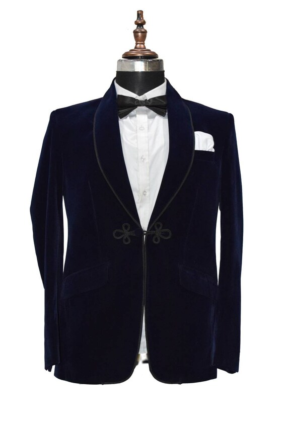Men Navy Blue Smoking Jackets Velvet Dinner Party Wear Coats - Etsy