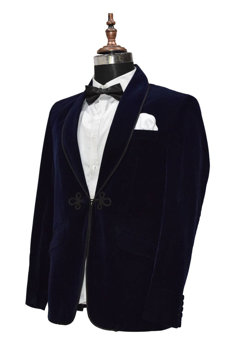 Men Navy Blue Smoking Jackets Velvet Dinner Party Wear Coats Blazers - Etsy