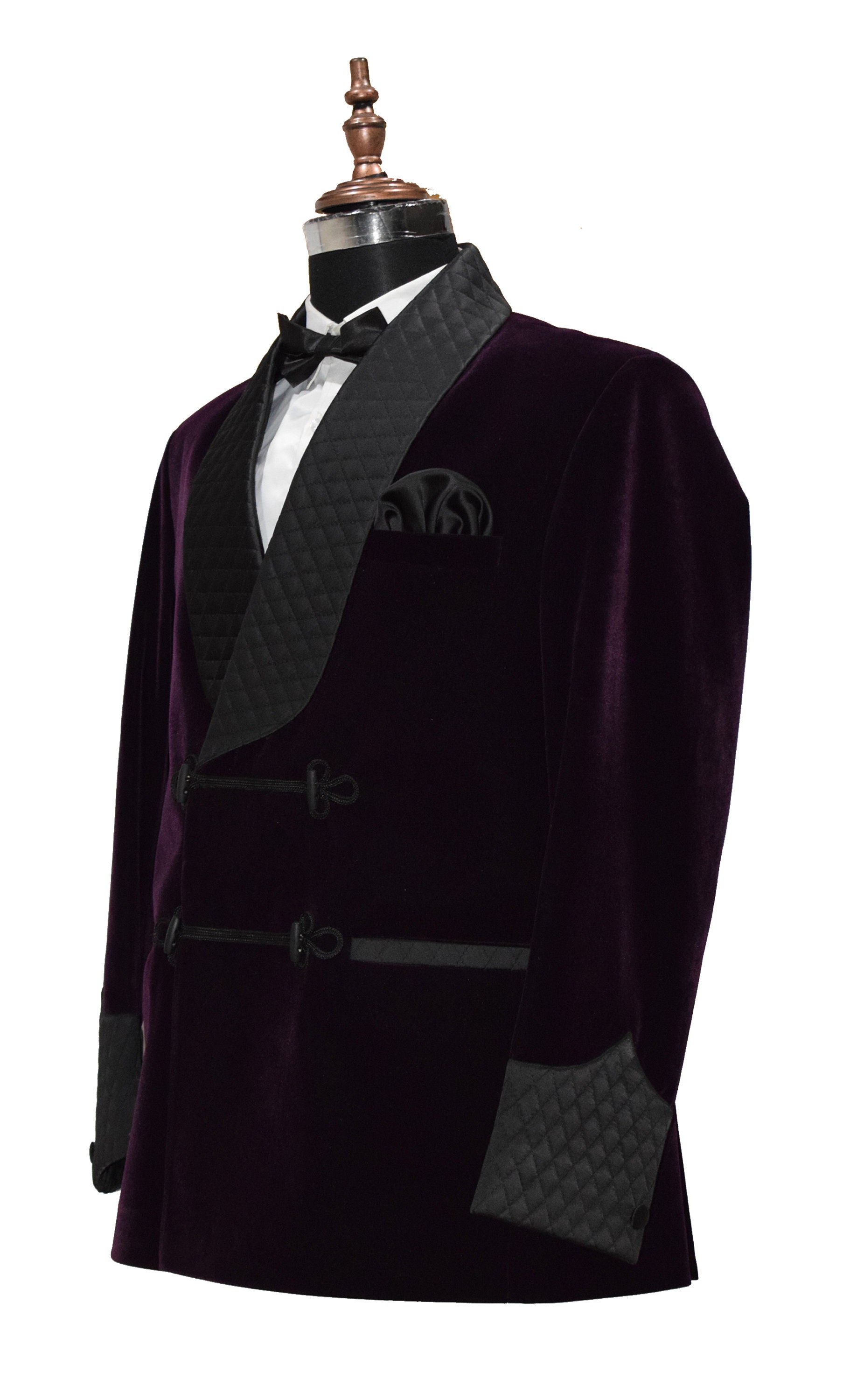 Men Purple Smoking Jackets Quilted Lapel Dinner Party Wear | Etsy