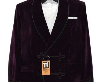 Men's Purple Double Breasted Jacket Coats Purple Velvet Jacket Evening ...