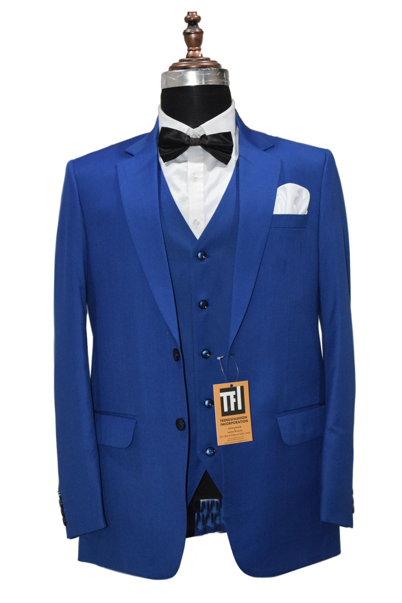 Man Blue Suits Wedding Grooms Dinner Party Wear Suits ( Coat+ ...