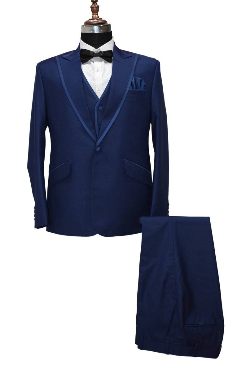 Men Blue Suits Wedding Tuxedo Dinner Party Suits (coat+waistcoat+pants ...