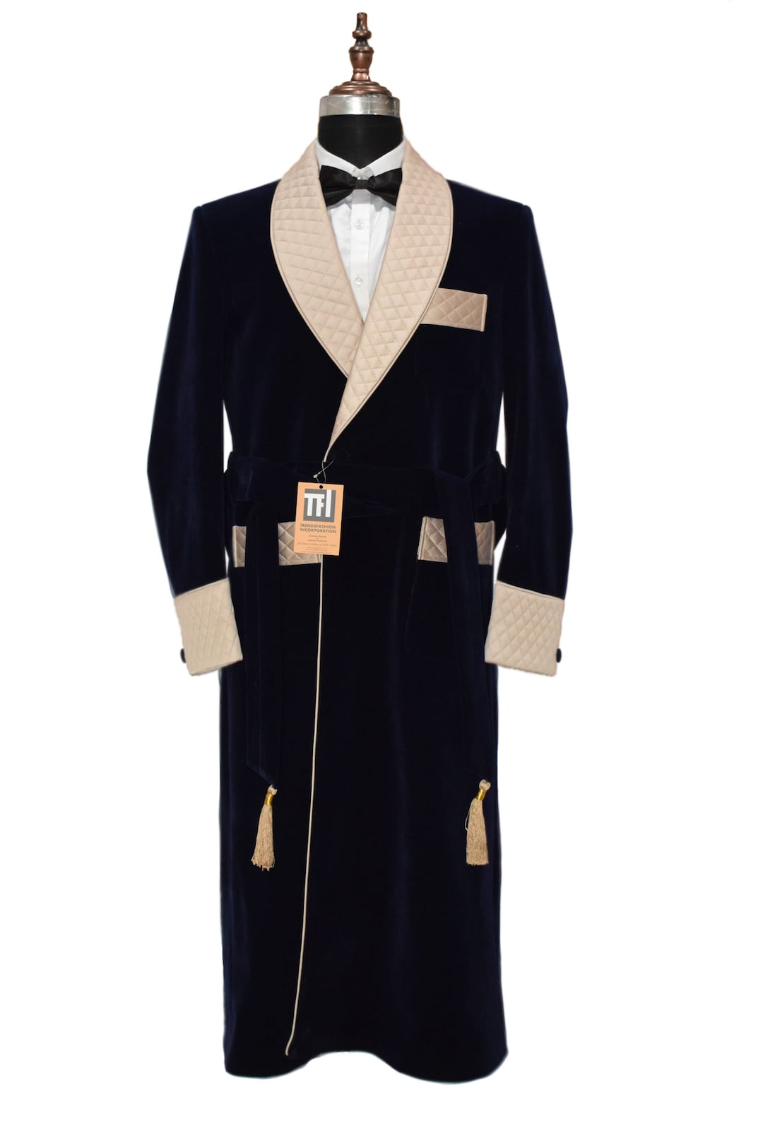Special Gift for Him Navy Blue Smoking Long Coat Dinner Party Wear ...