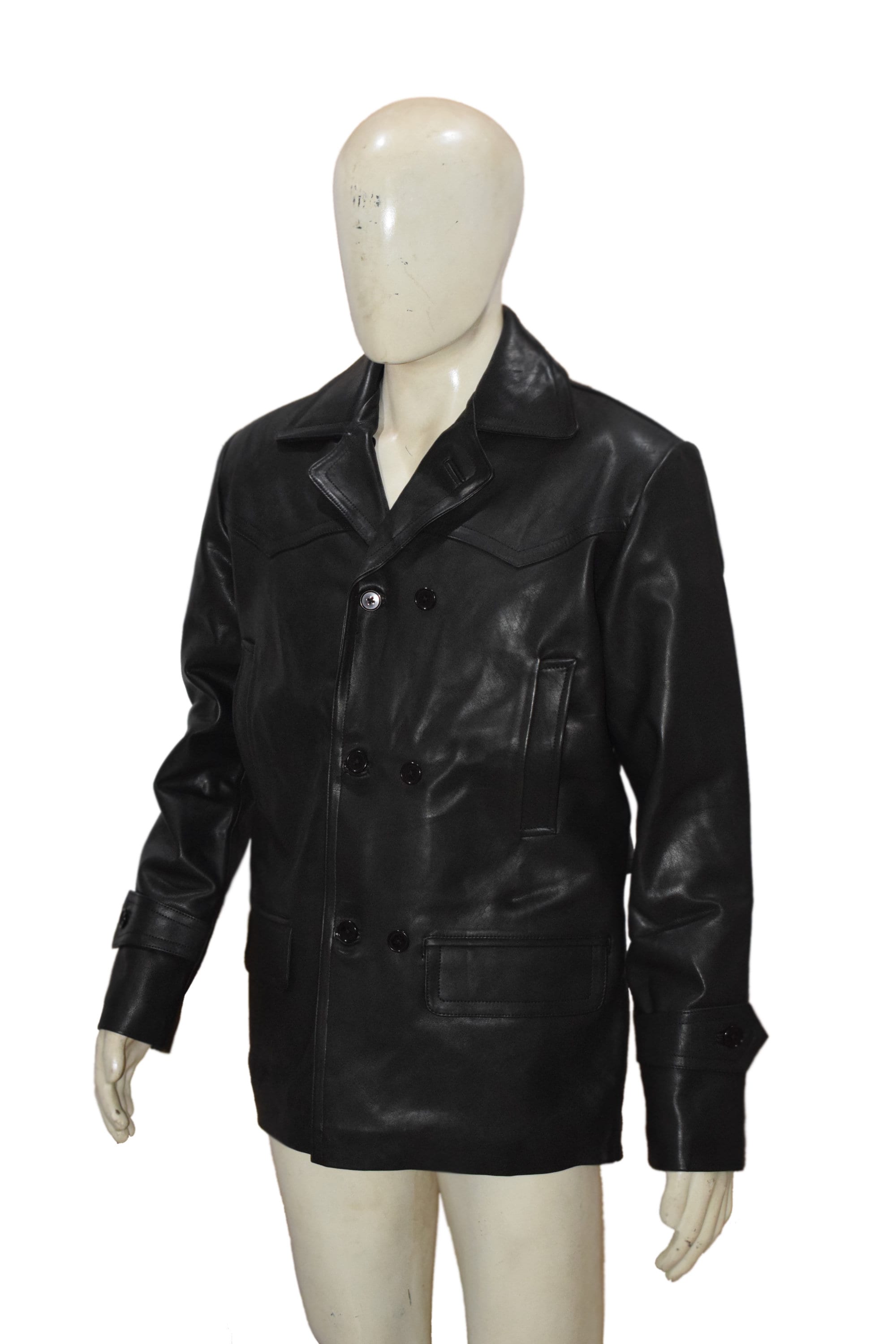 Men Vintage Black Real Cow hide Leather Pea Coat Jackets | Etsy