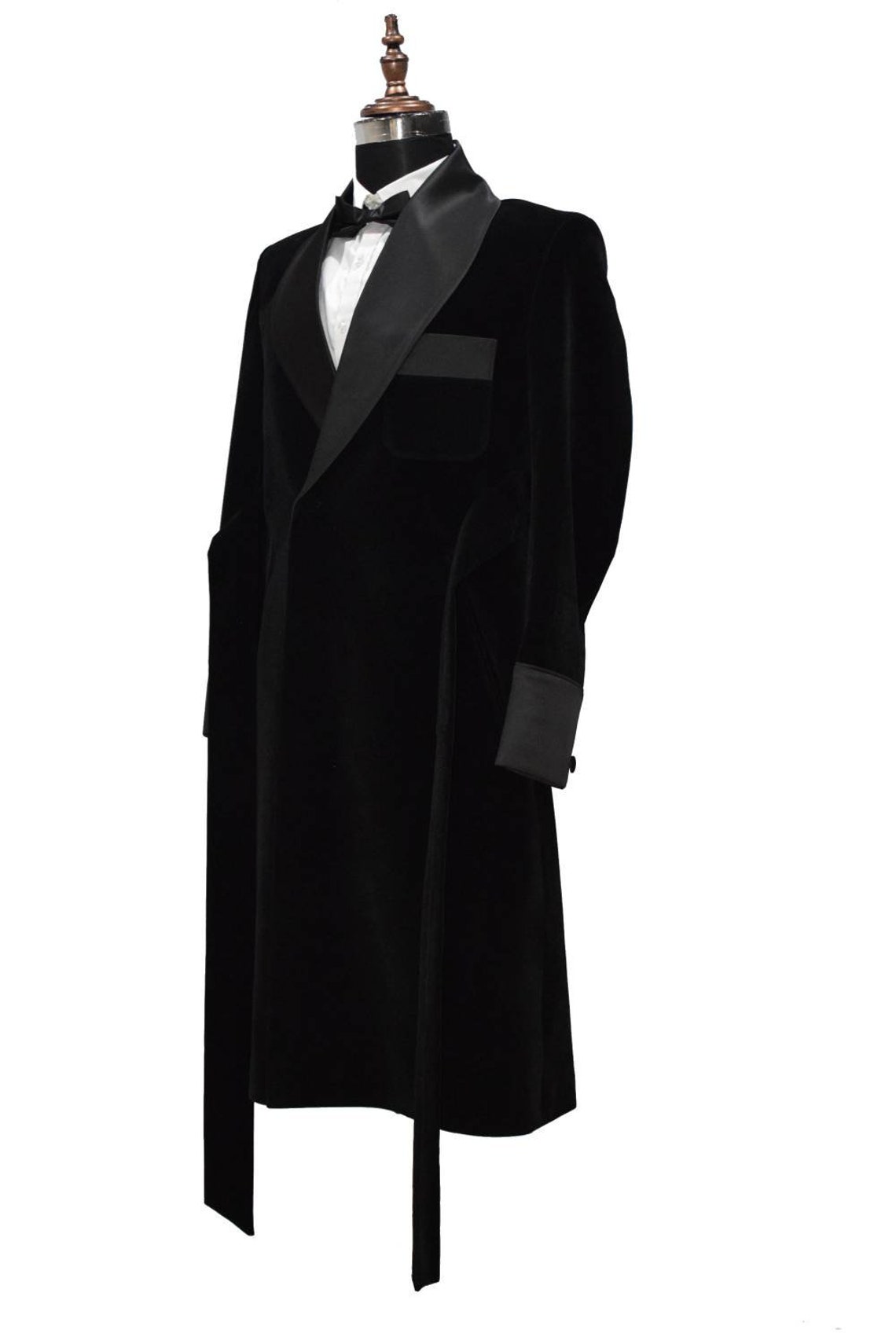 Men Black Smoking Gowns Robe Belted Dinner Party Wear Long Coats - Etsy