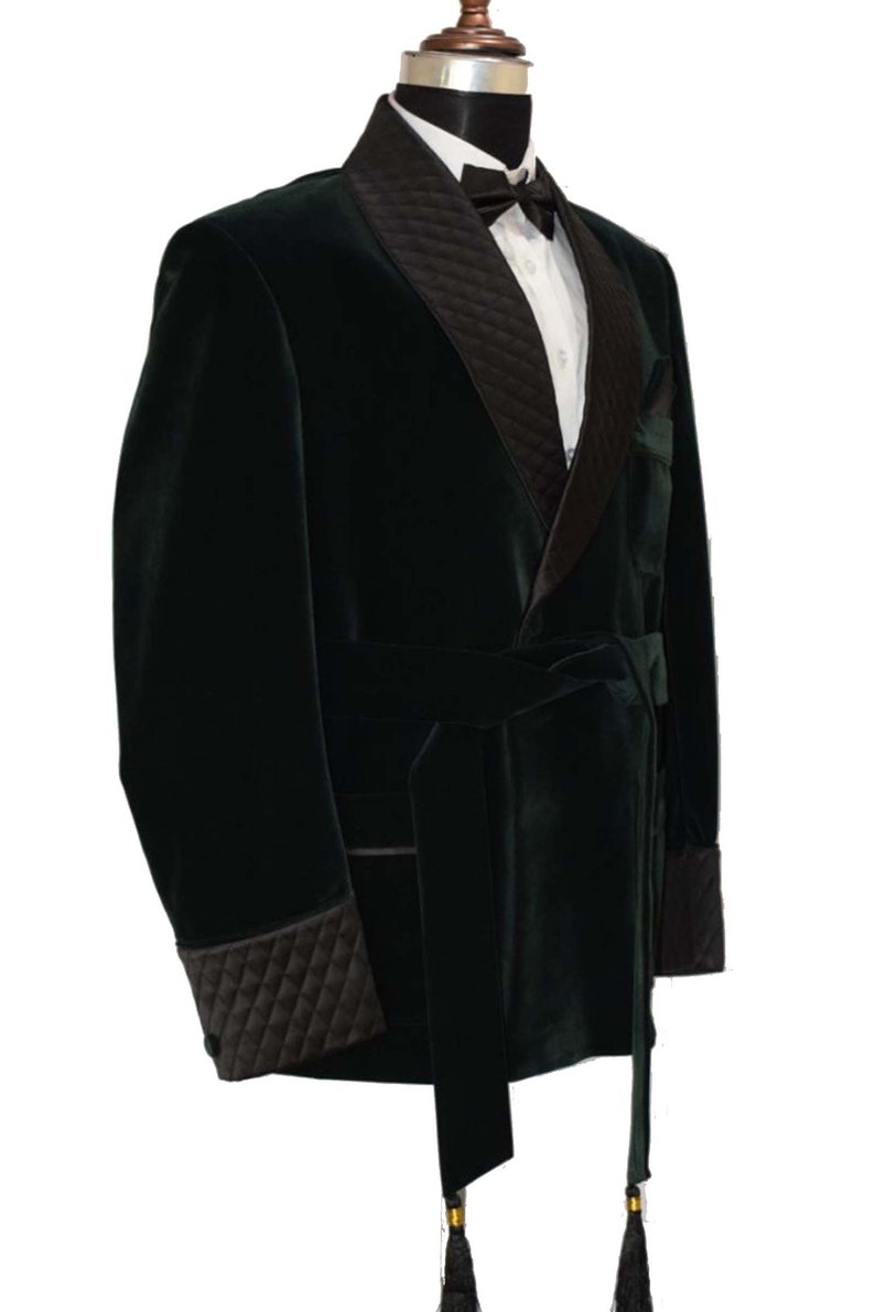 Men Green Smoking Jackets Patch Pockets Belted Dinner Party - Etsy