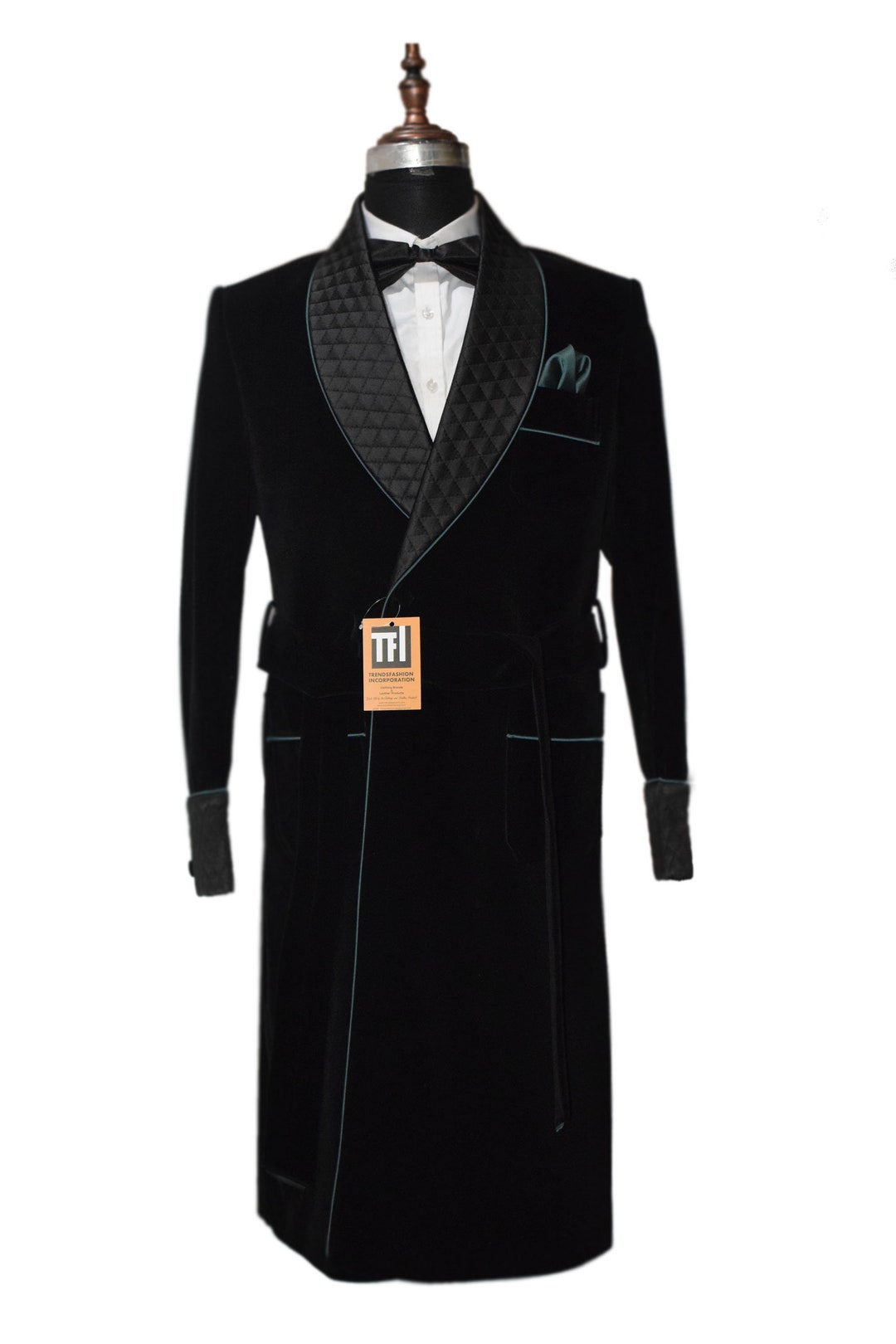 Special Gift for Him Smoking Gown Designer Dinner Party Wear Long Coat ...