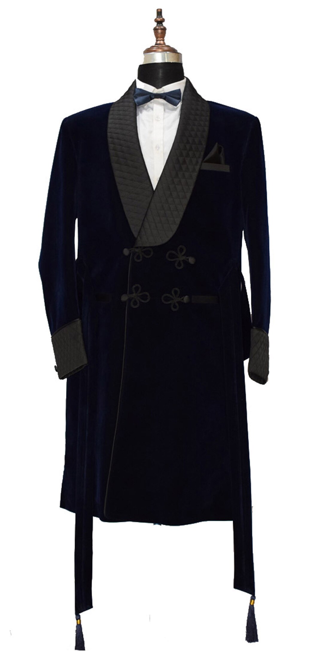 Men Sherwani Navy Blue Smoking Jacket Dinner Party Wear Long Coat - Etsy