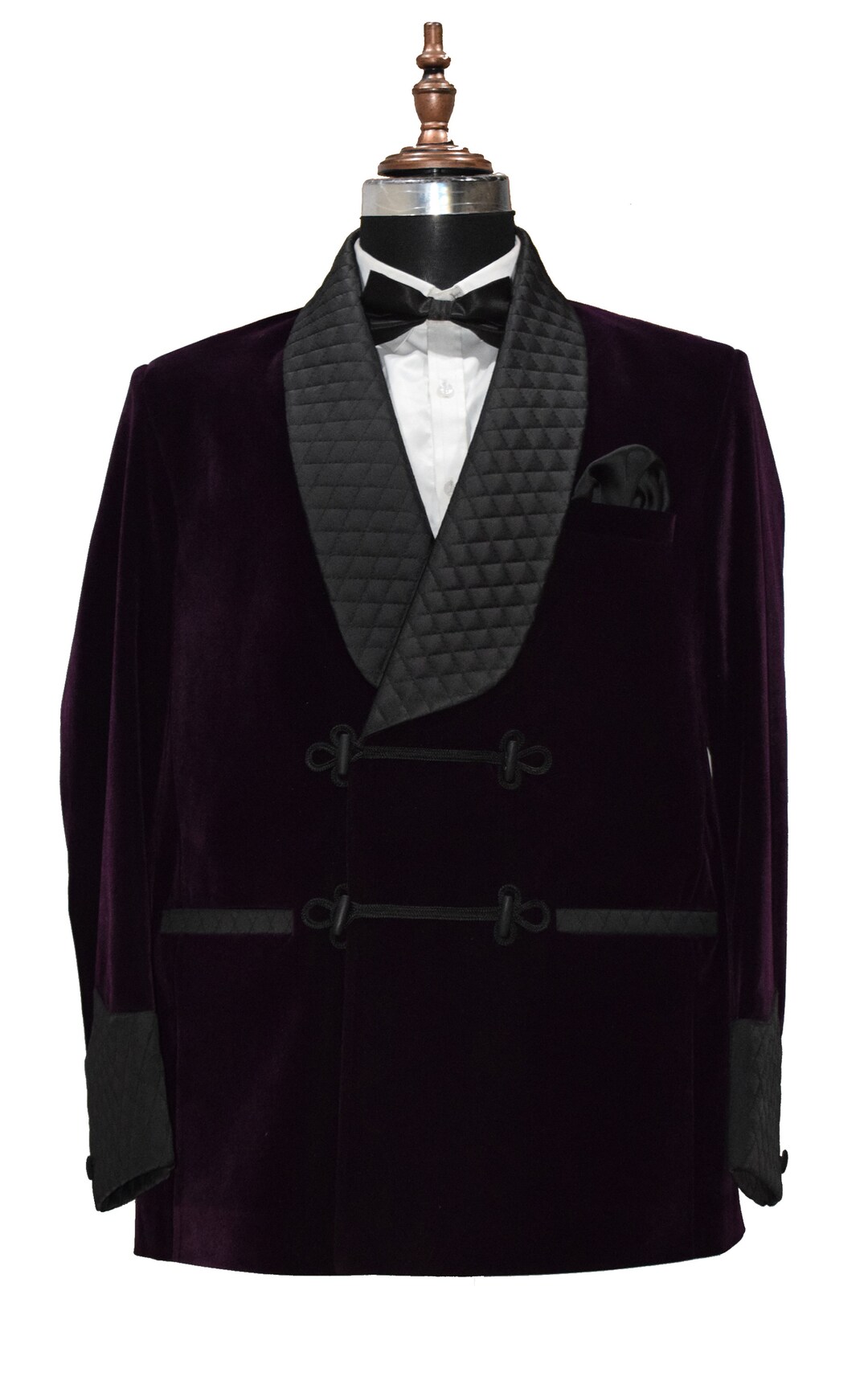 Men Purple Smoking Jackets Quilted Lapel Dinner Party Wear Coats ...
