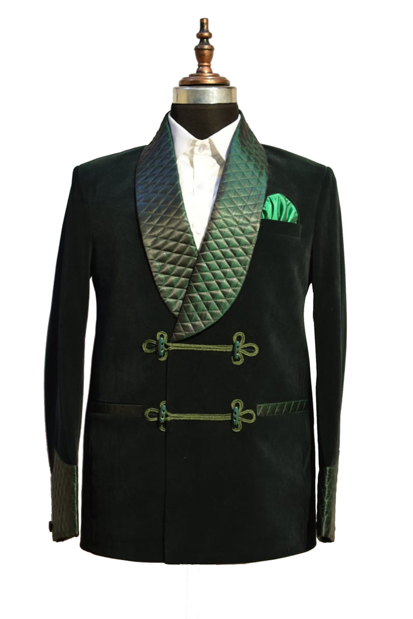 Green Smoking Jackets Quilted Lapel Dinner Party Wear Coats - Etsy