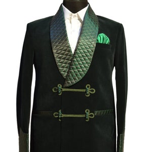 Green Smoking Jackets Quilted Lapel Dinner Party Wear Coats - Etsy