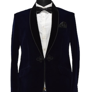 Men Navy Blue Smoking Jackets Wedding Dinner Party Wear Coat Blazers - Etsy
