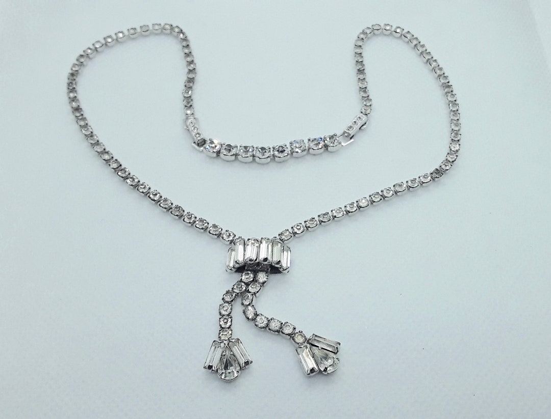 Vintage Kramer Rhinestone Necklace With Tassels - Etsy India