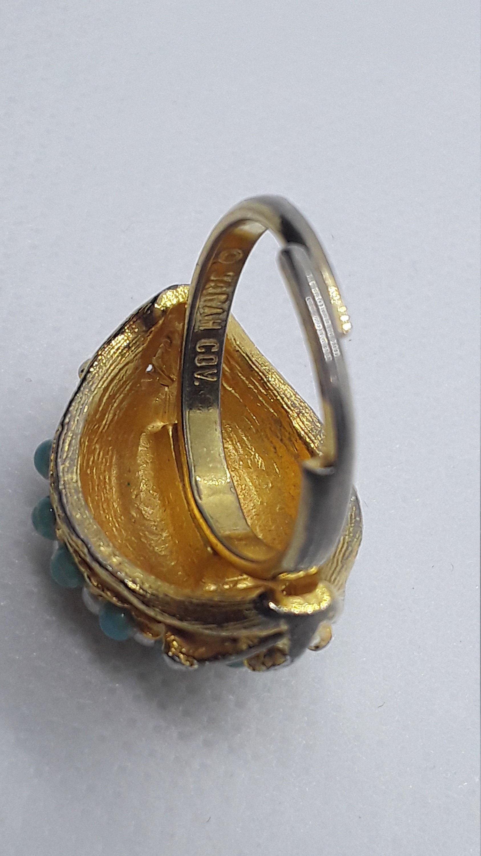 Vintage Sarah Coventry Gold Tone Ring With Pearls and Turquoise Stones ...