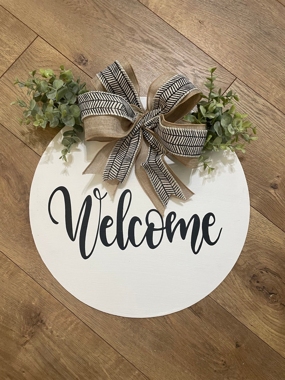 Welcome Sign, Housewarming Gifts, Round Front Door Sign, Wood Door ...