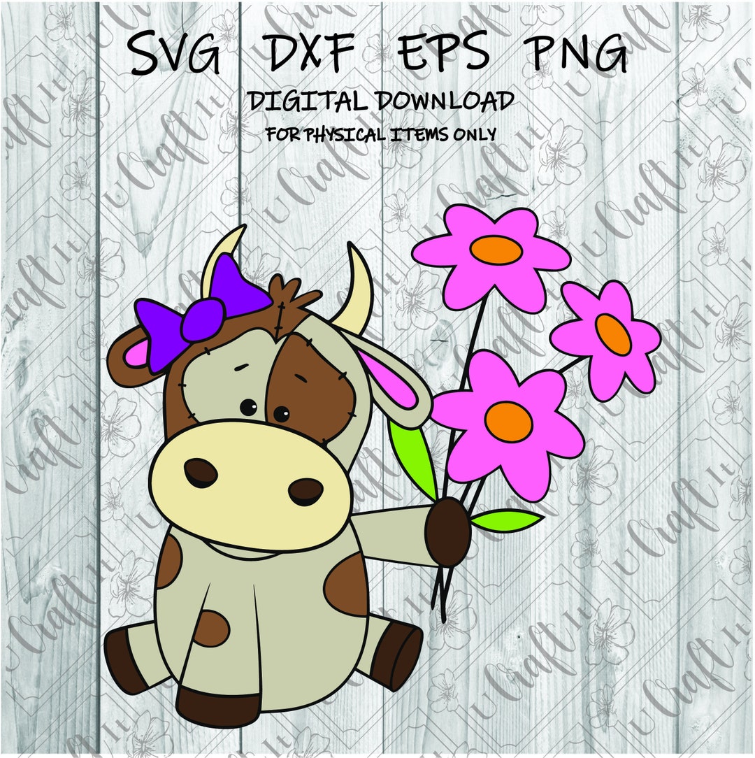 Cow With Flowers Svg - Cow Svg - Cow Clipart - Flower Svg - Flower ...