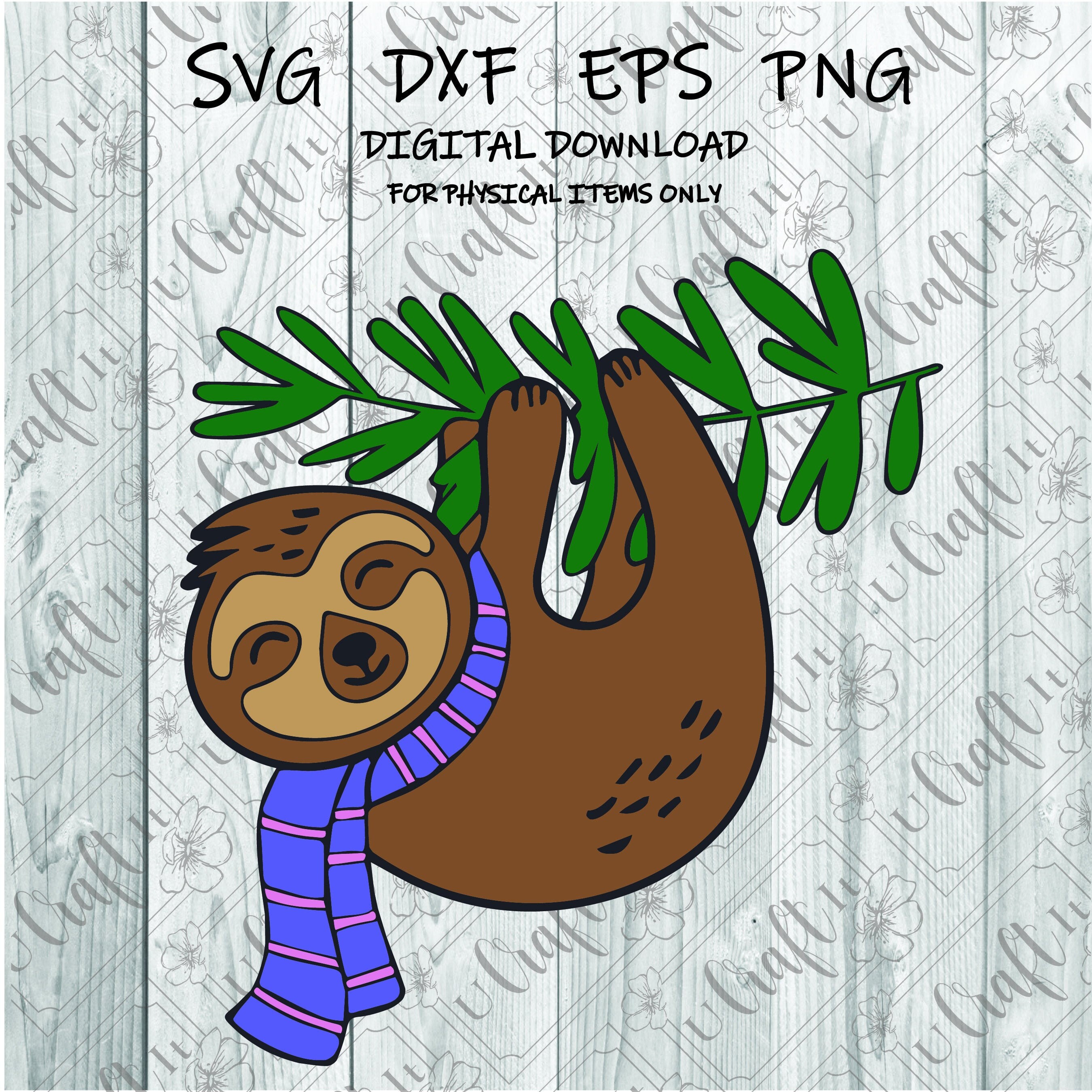 Sloth Svg - Sloth Clipart - Sloth Cut File - Hanging Sloth - Winter ...