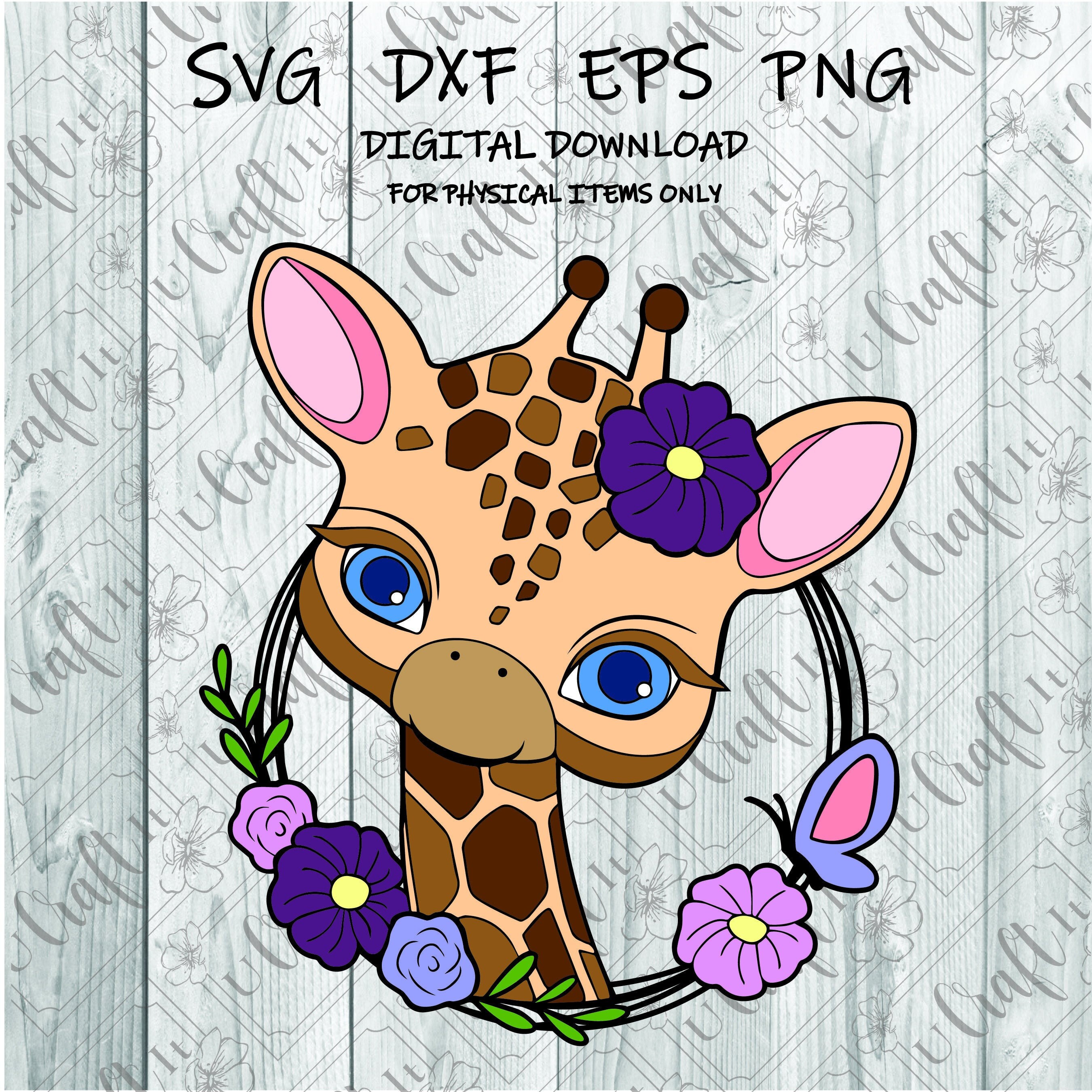 Giraffe With Flowers - Giraffe Clipart - Giraffe Cut File - Giraffe Svg ...